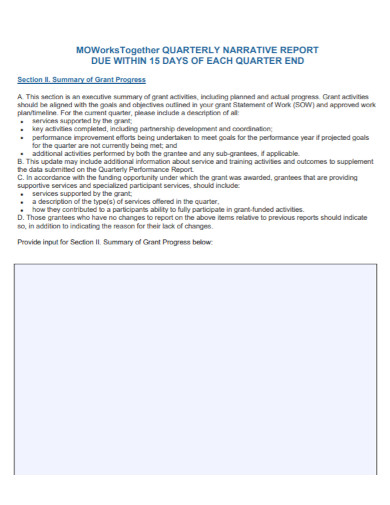 Quarterly Narrative Report - 10+ Examples, Format, Pdf | Examples