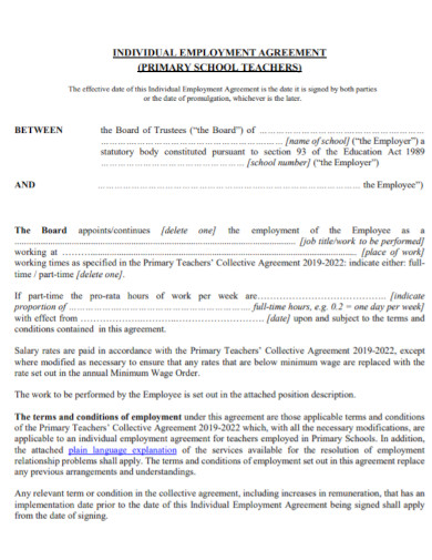 Teacher Employment Agreement - 3+ Examples, Format, Pdf