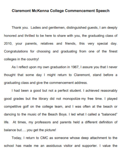 Commencement Speech for College - 8+ Examples, Format, Sample | Examples