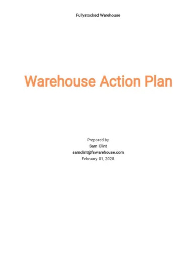 Warehouse Action Plan - 3+ Examples, Format, Pdf | Examples