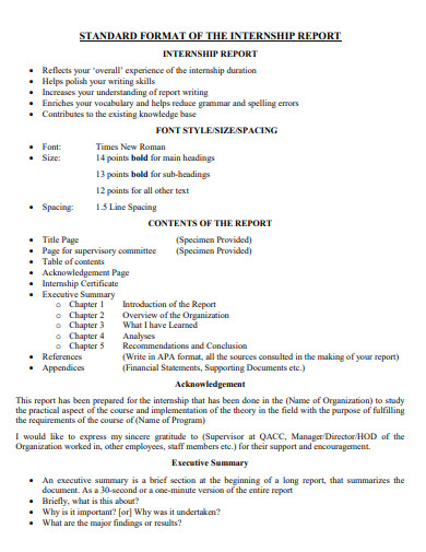 Acknowledgement for Internship Report - 11+ Examples, Format, Pdf ...