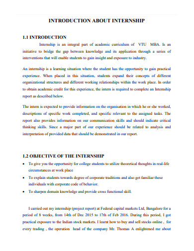 Acknowledgement for Internship Report - 11+ Examples, Format, Pdf ...