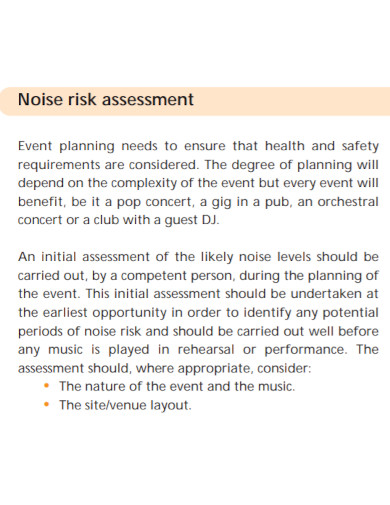 Noise Risk Assessment - 10+ Examples, Format, Pdf | Examples