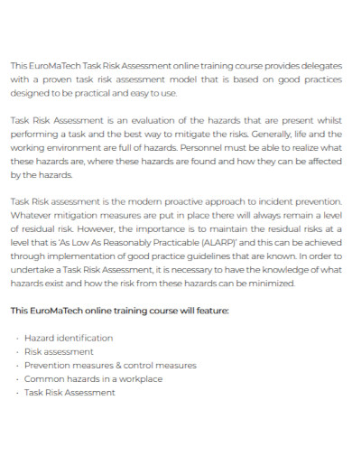 Task Risk Assessment - 10+ Examples, Format, Pdf | Examples