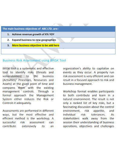 Business Risk Assessment - 10+ Examples, Format, Pdf | Examples