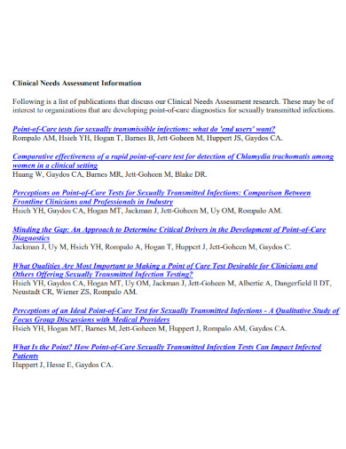 Clinical Needs Assessment - 3+ Examples, Format, Pdf | Examples