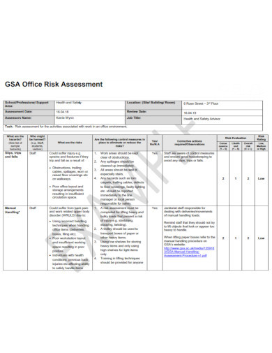 Office Risk Assessment - 10+ Examples, Format, Pdf | Examples