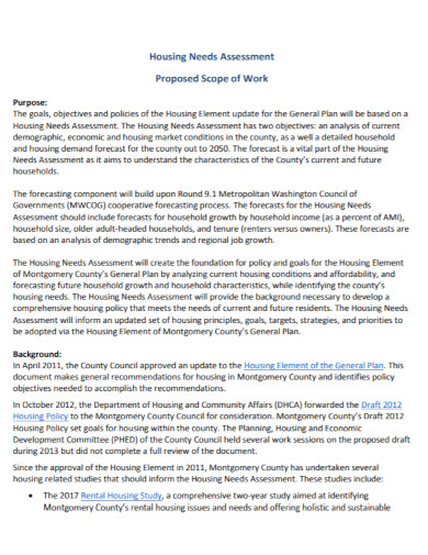 Housing Needs Assessment - 10+ Examples, Format, Pdf | Examples