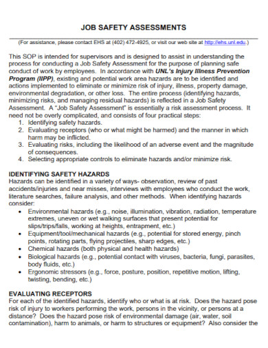 Job Safety Assessment - 6+ Examples, Format, Pdf | Examples