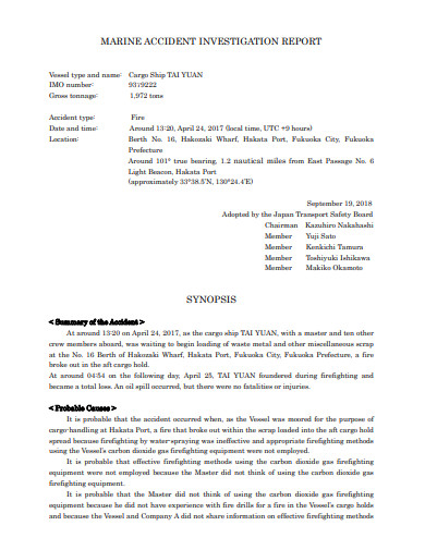 Fire Accident Report - 10+ Examples, Format, Pdf | Examples