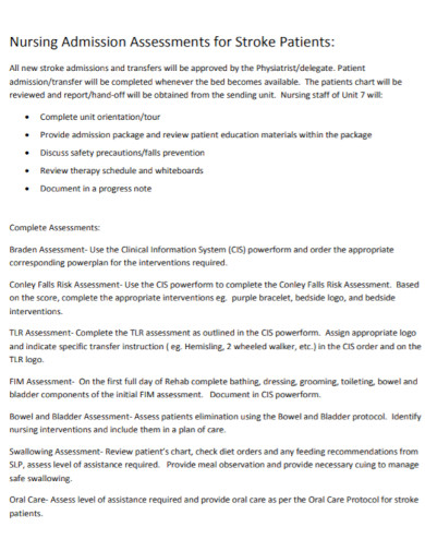 Nursing Admission Assessment - 9+ Examples, Format, Pdf | Examples