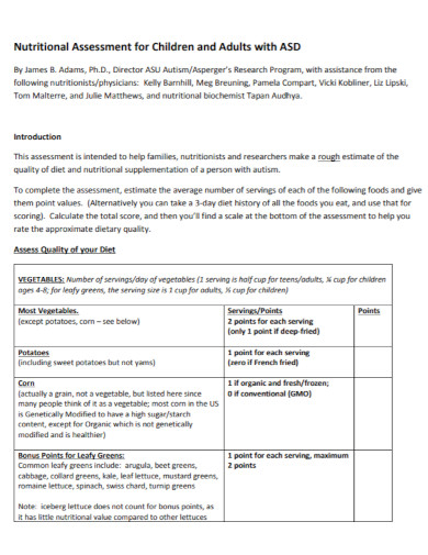 Nutritional Assessment - 10+ Examples, Format, Pdf | Examples