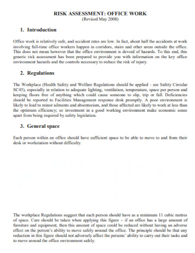 Office Risk Assessment - 10+ Examples, Format, Pdf | Examples