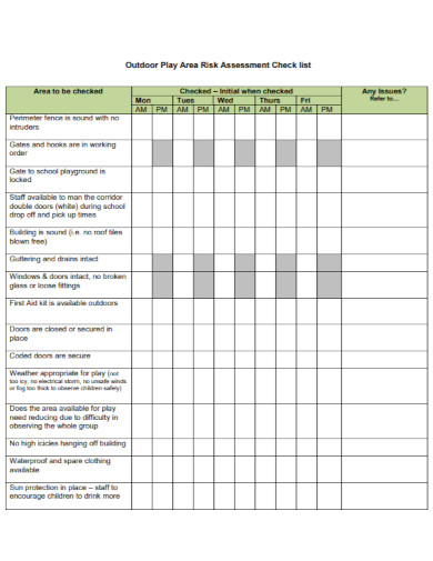 Outdoor Risk Assessment - 10+ Examples, Format, Pdf | Examples