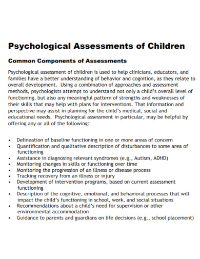 Psychological Assessment - 10+ Examples, Format, Pdf | Examples