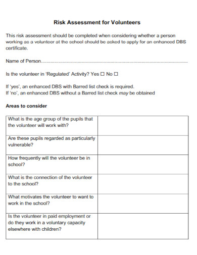 Volunteer Risk Assessment - 10+ Examples, Format, Pdf | Examples