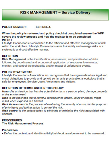 Delivery Risk Assessment - 5+ Examples, Format, Pdf | Examples