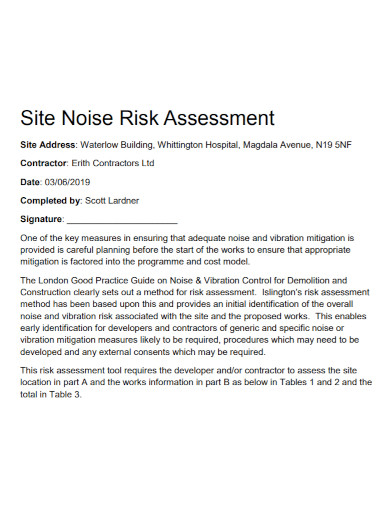 Noise Risk Assessment - 10+ Examples, Format, Pdf | Examples