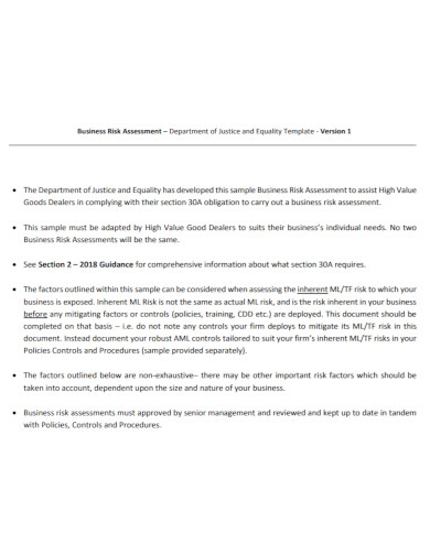 Business Risk Assessment - 10+ Examples, Format, Pdf | Examples