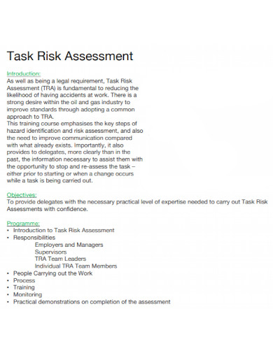 Task Risk Assessment - 10+ Examples, Format, Pdf | Examples