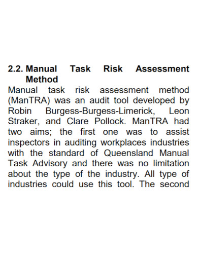 Task Risk Assessment - 10+ Examples, Format, Pdf | Examples