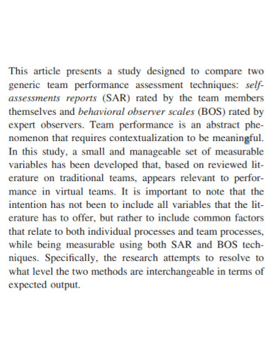 Team Performance Assessment - 9+ Examples, Format, Sample | Examples