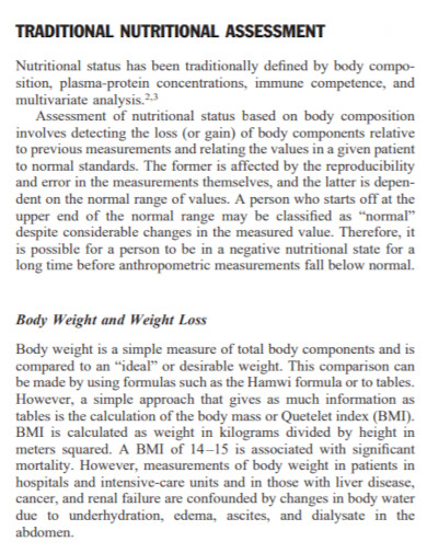 Nutritional Assessment - 10+ Examples, Format, Pdf | Examples