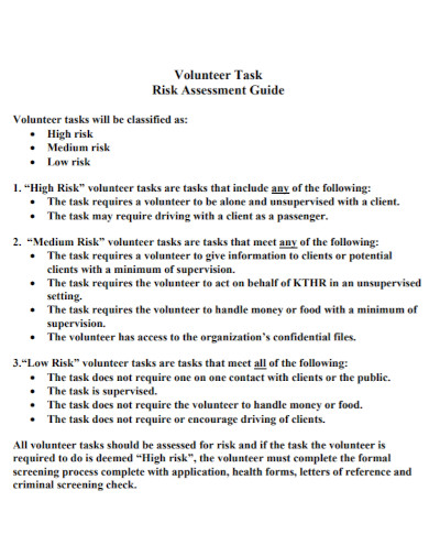 Task Risk Assessment - 10+ Examples, Format, Pdf | Examples