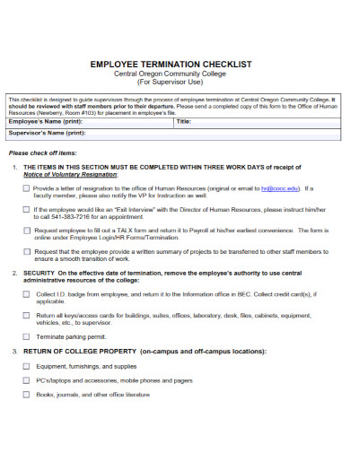 10+ Employee Termination Checklist Examples [ Company, Restaurant ...