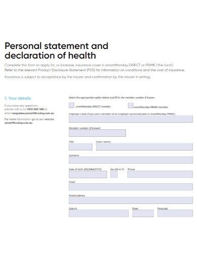 Personal Declaration Statement - 8+ Examples, Format, Pdf | Examples