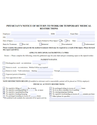 Notice of Return to Work - Examples, Format, How to Write, Pdf