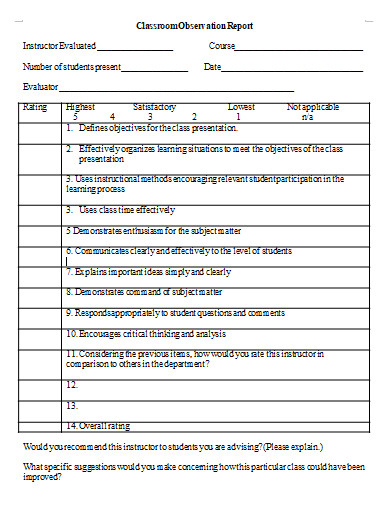 Classroom Observation Report 14 Examples Format Pdf Examples