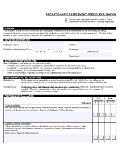Probationary Evaluation - 10+ Examples, Format, Pdf | Examples