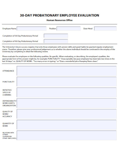 Probationary Evaluation - 10+ Examples, Format, Pdf | Examples