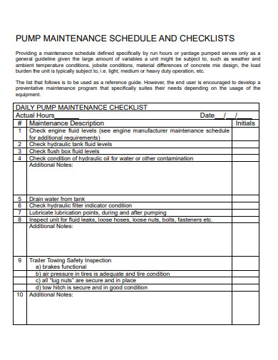 Maintenance Schedule Checklist - Examples, How to Make, PDF