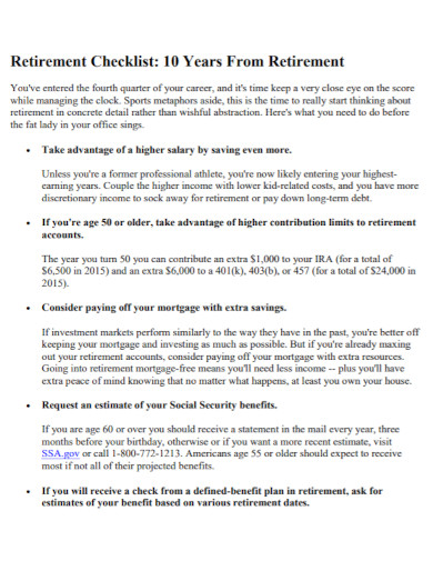Retirement Income Checklist - Examples, How to Create, PDF