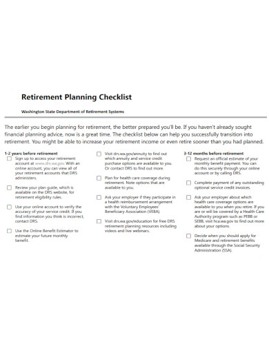 Retirement Income Checklist - Examples, How to Create, PDF