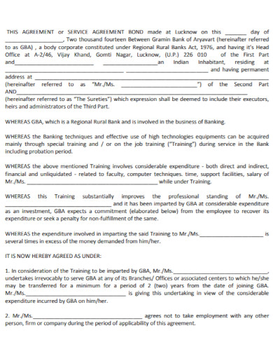 Training Bond Agreement - 3+ Examples, Format, Pdf | Examples