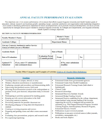 Faculty Performance Evaluation - 10+ Examples, Format, Pdf | Examples