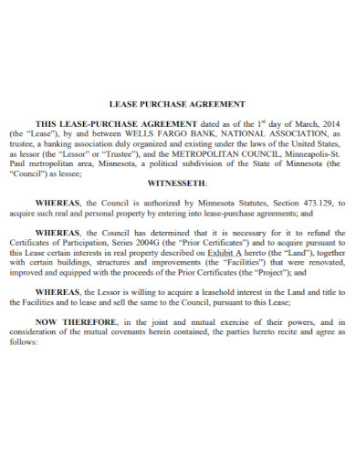 Lease Purchase Agreement - 10+ Examples, Format, Pdf | Examples