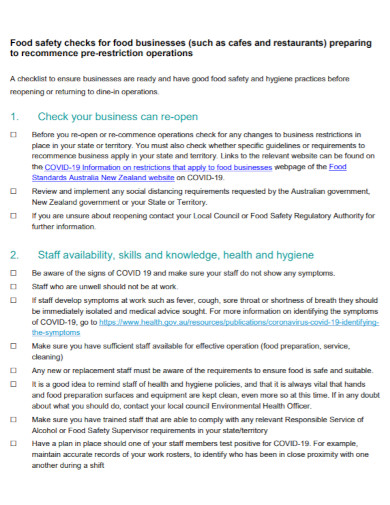 10+ Examples, How to Write, Restaurant Safety Checklist - Format, Pdf