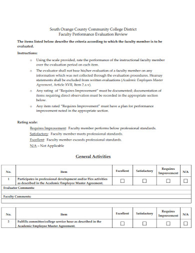 Faculty Performance Evaluation - 10+ Examples, Format, Pdf | Examples