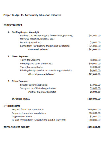 Project Plan Budget - 4+ Examples, How to Create, Format, Pdf