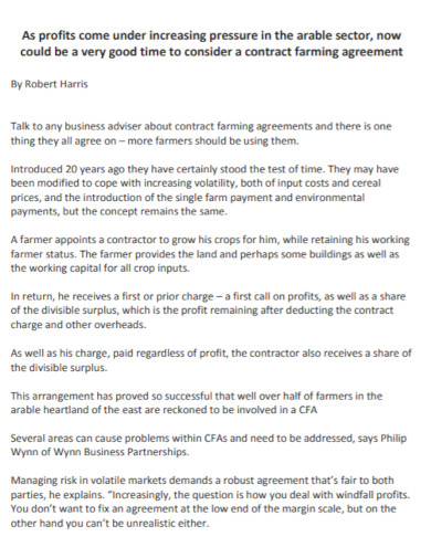 Contract Farming Agreement - 8+ Examples, Format, Pdf | Examples