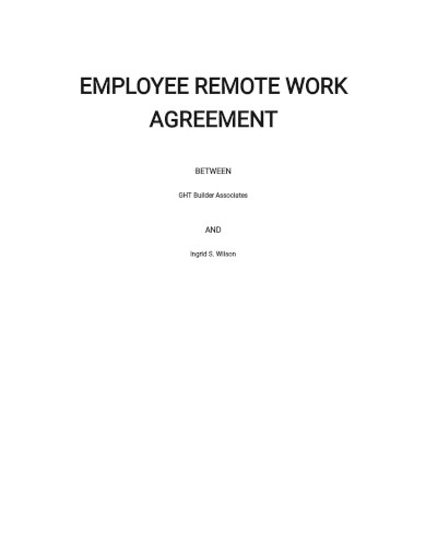 Remote Work Agreement - 10+ Examples, Format, Pdf | Examples