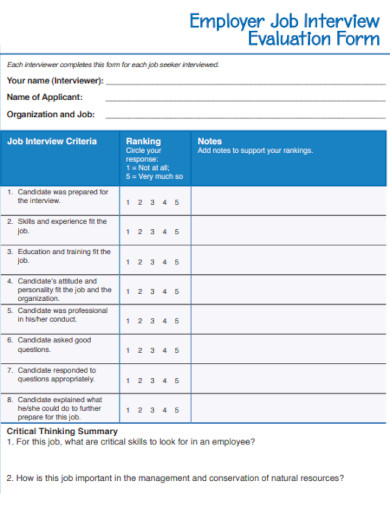 Job Interview Evaluation - 5+ Examples, Format, How to Write, Pdf