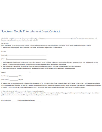 Event Contract Agreement - 10+ Examples, Format, Pdf | Examples
