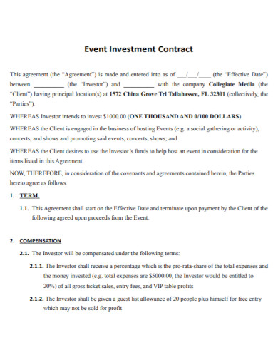 Event Contract Agreement - 10+ Examples, Format, Pdf | Examples