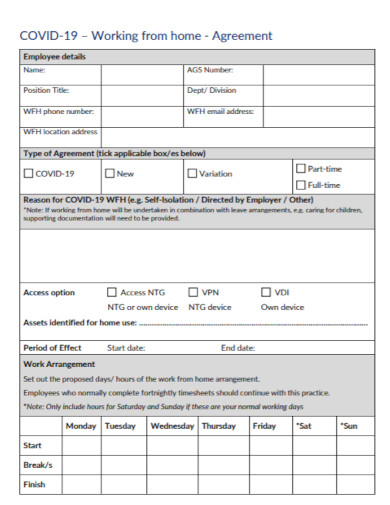 Home-Based Work Agreement - 4+ Examples, Format, Pdf | Examples