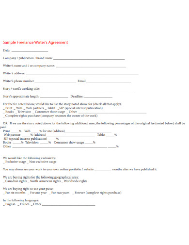 Freelance Writer Agreement - 10+ Examples, Format, Pdf | Examples